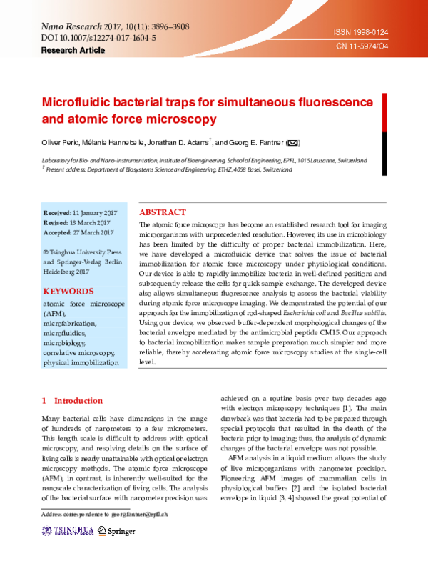 (PDF) Microfluidic bacterial traps for simultaneous fluorescence and ...