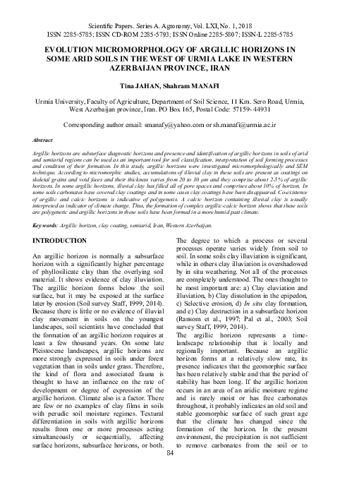 (PDF) Evolution Micromorphology of Argillic Horizons in Some Arid Soils ...