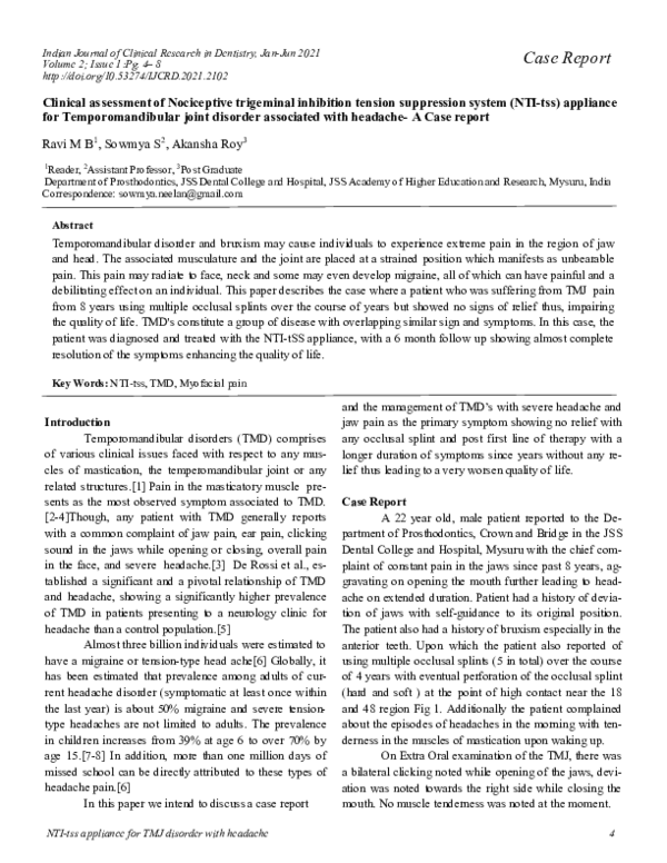 (PDF) Clinical assessment of Nociceptive trigeminal inhibition tension ...