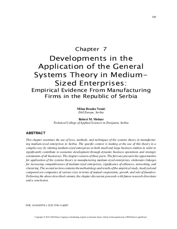 (PDF) Developments in the Application of the General Systems Theory in ...