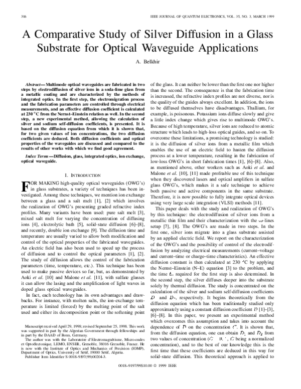 (PDF) A comparative study of silver diffusion in a glass substrate for ...