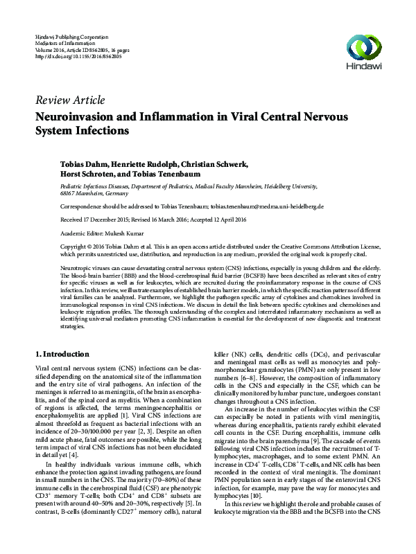(PDF) Neuroinvasion and Inflammation in Viral Central Nervous System ...