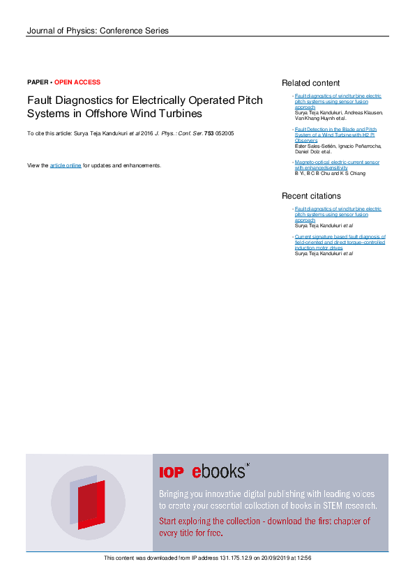 Pdf Fault Diagnostics For Electrically Operated Pitch Systems In