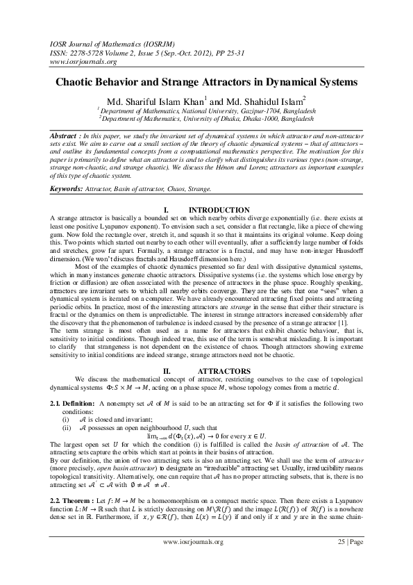 (PDF) Chaotic Behavior and Strange Attractors in Dynamical Systems