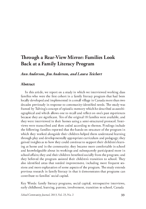 (PDF) Through a Rear-View Mirror: Families Look Back at a Family ...