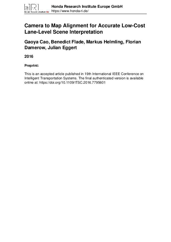 (PDF) Camera to map alignment for accurate low-cost lane-level scene ...