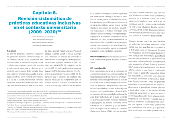 (PDF) Revisión sistemática de prácticas educativas inclusivas en el contexto universitario (2009 ...