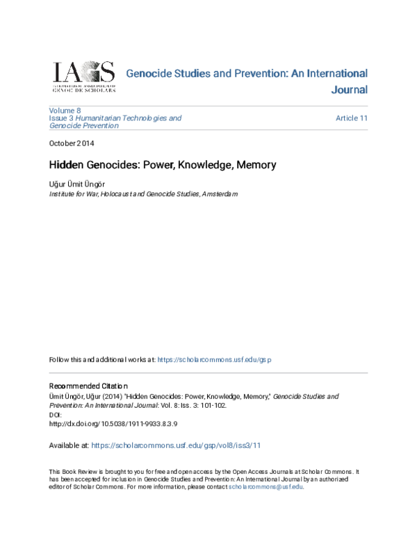 (PDF) Hidden Genocides: Power, Knowledge, Memory, edited by Alexander ...