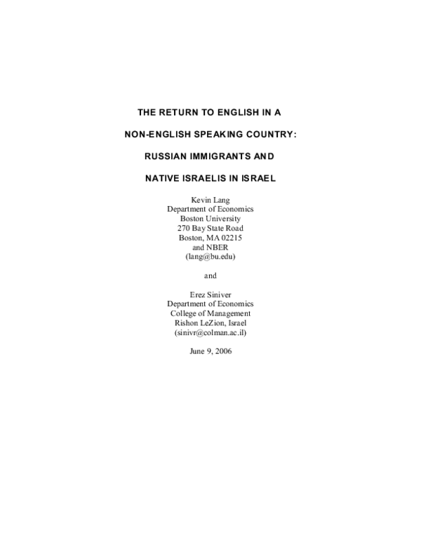 (PDF) The Return to English in a Non-English Speaking Country: Russian ...