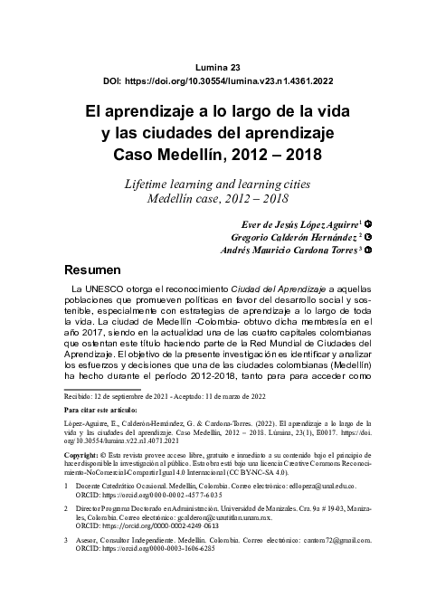 (PDF) El aprendizaje a lo largo de la vida y las ciudades del aprendizaje
