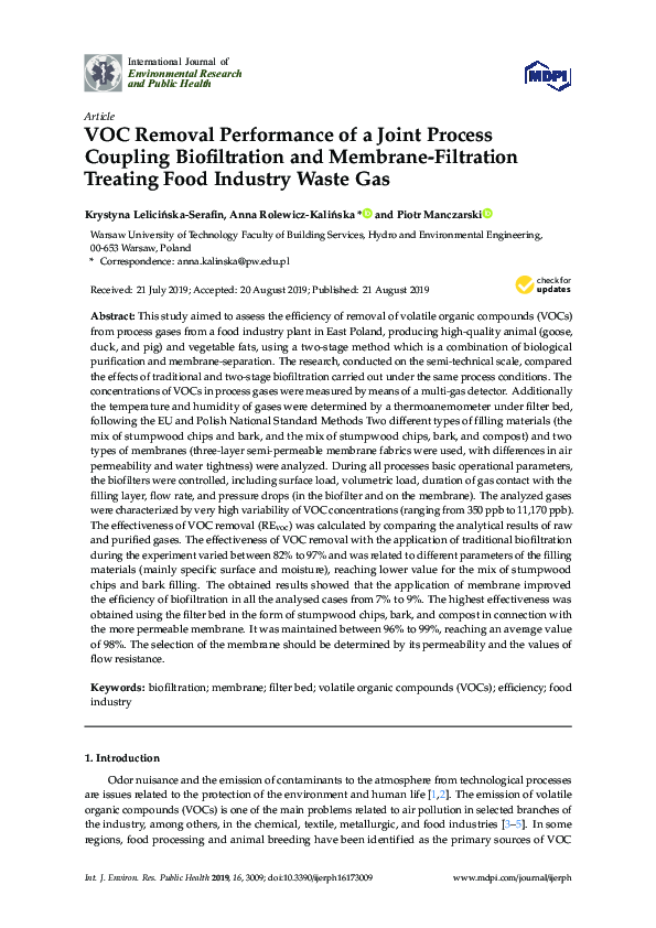 (PDF) VOC Removal Performance of a Joint Process Coupling Biofiltration and Membrane-Filtration ...