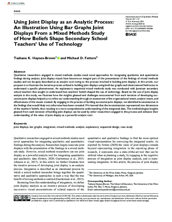 (PDF) Using Joint Display as an Analytic Process: An Illustration Using ...