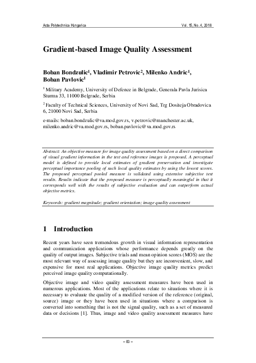 (PDF) Gradient-based Image Quality Assessment