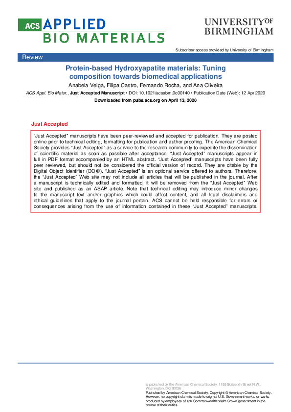 (PDF) Protein-Based Hydroxyapatite Materials: Tuning Composition toward ...