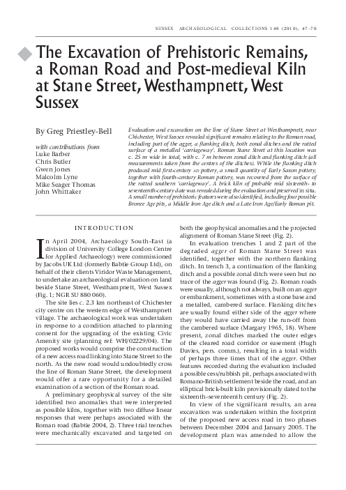 (PDF) The Excavation of Prehistoric Remains, a Roman Road and Post ...