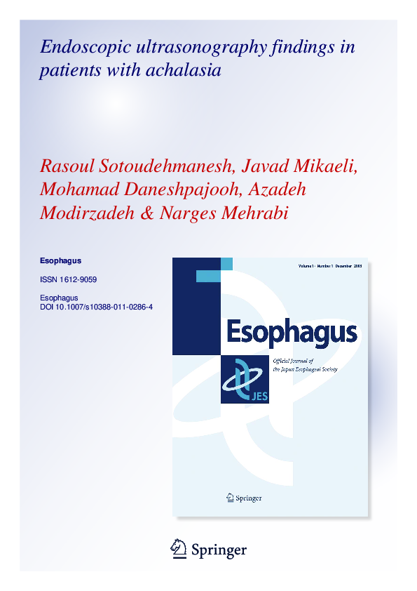 (PDF) Endoscopic ultrasonography findings in patients with achalasia