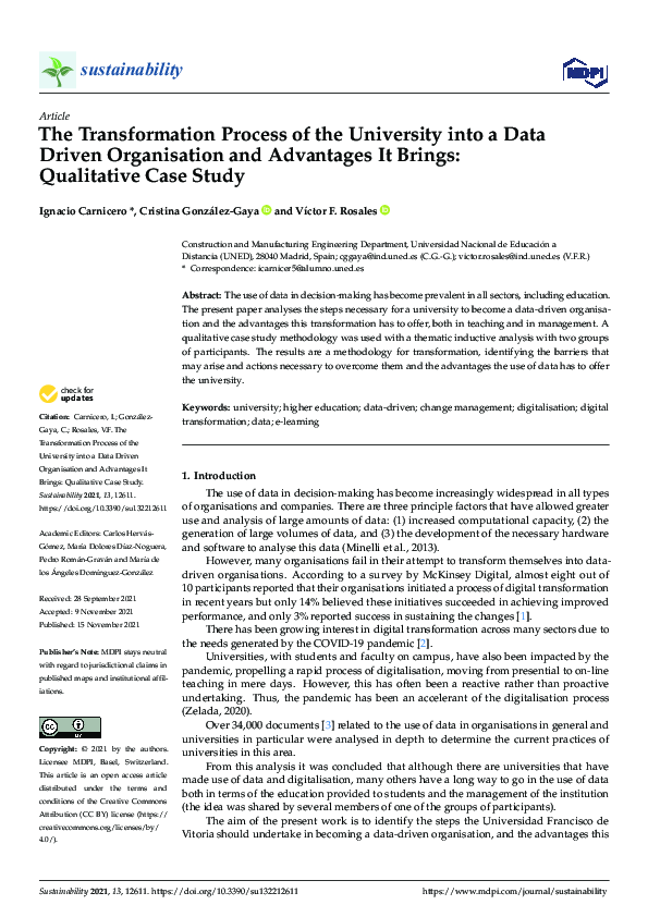(PDF) The Transformation Process of the University into a Data Driven ...