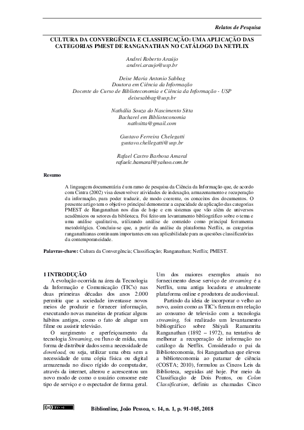 (PDF) Cultura de convergência e classificação: uma aplicação das ...