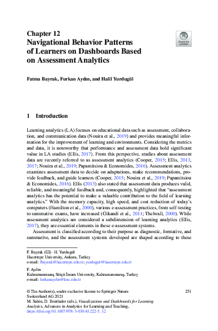 (PDF) Navigational Behavior Patterns of Learners on Dashboards Based on Assessment Analytics