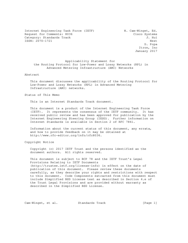 (PDF) Applicability Statement for the Routing Protocol for Low-Power and Lossy Networks (RPL) in ...