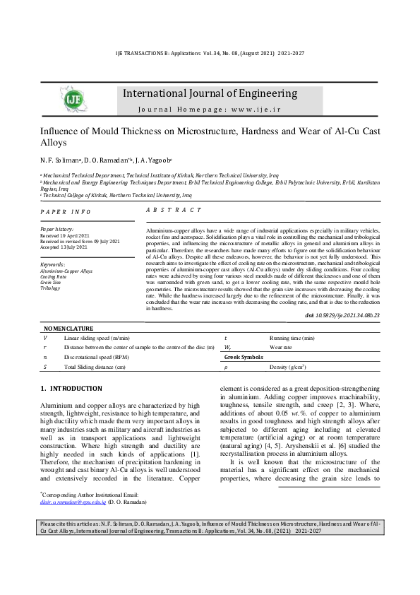 (PDF) Influence of Mould Thickness on Microstructure, Hardness and Wear of AL-Cu Cast Alloys ...