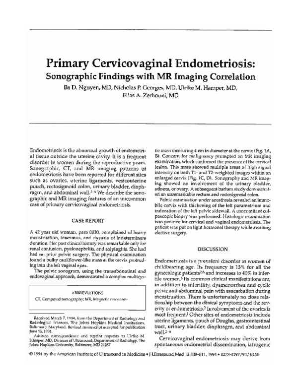 (PDF) Primary cervicovaginal endometriosis: sonographic findings with ...