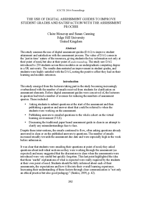 (PDF) The Use of Digital Assessment Guides to Improve Student Grades ...