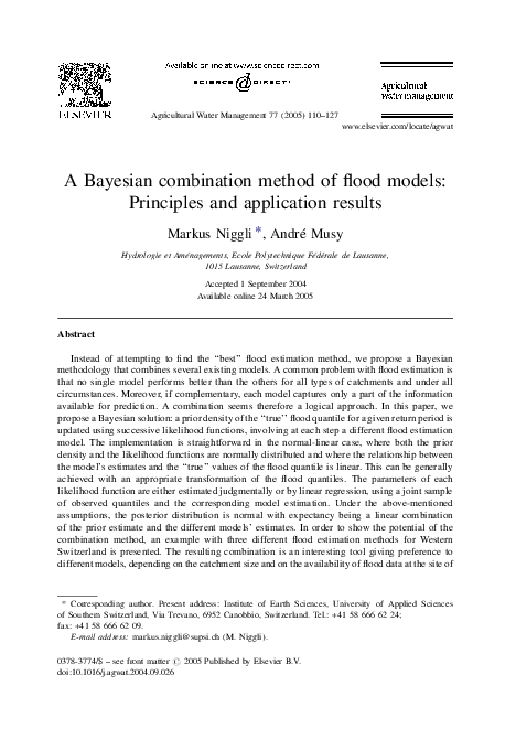 (PDF) A Bayesian combination method of flood models: Principles and ...