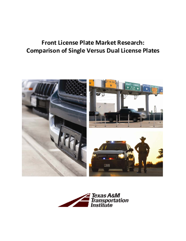 (PDF) Front License Plate Market Research: Comparison of Single versus ...