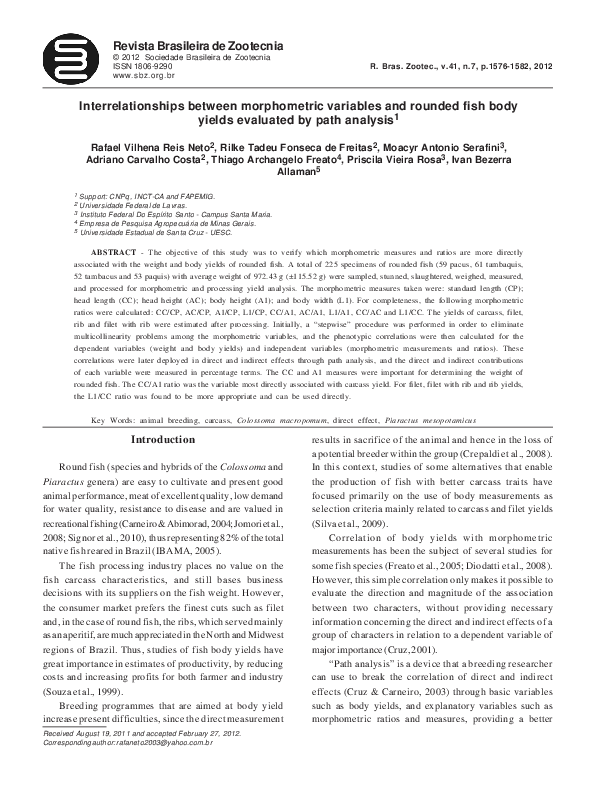(PDF) Interrelationships between morphometric variables and rounded ...