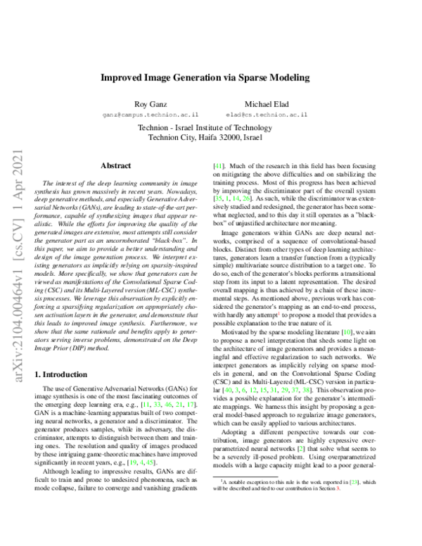 Improved Image Generation via Sparse Modeling