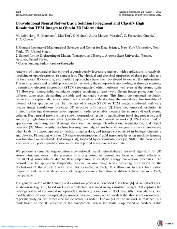 (PDF) Convolutional Neural Network as a Solution to Segment and Classify High Resolution TEM ...