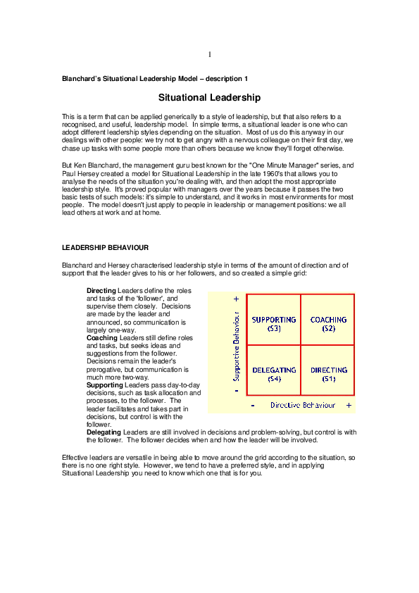 (PDF) Situational Leadership Model