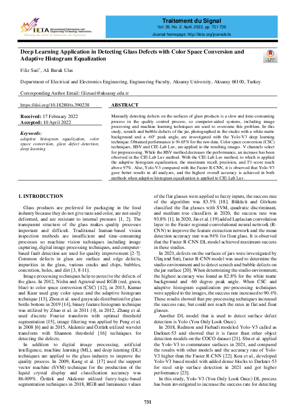 Pdf Deep Learning Application In Detecting Glass Defects With Color