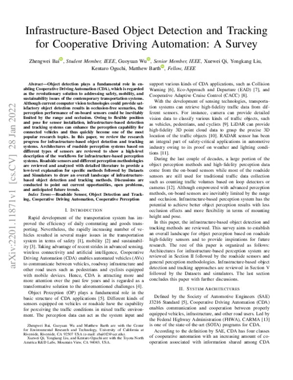 (PDF) Infrastructure-Based Object Detection and Tracking for Cooperative Driving Automation: A ...