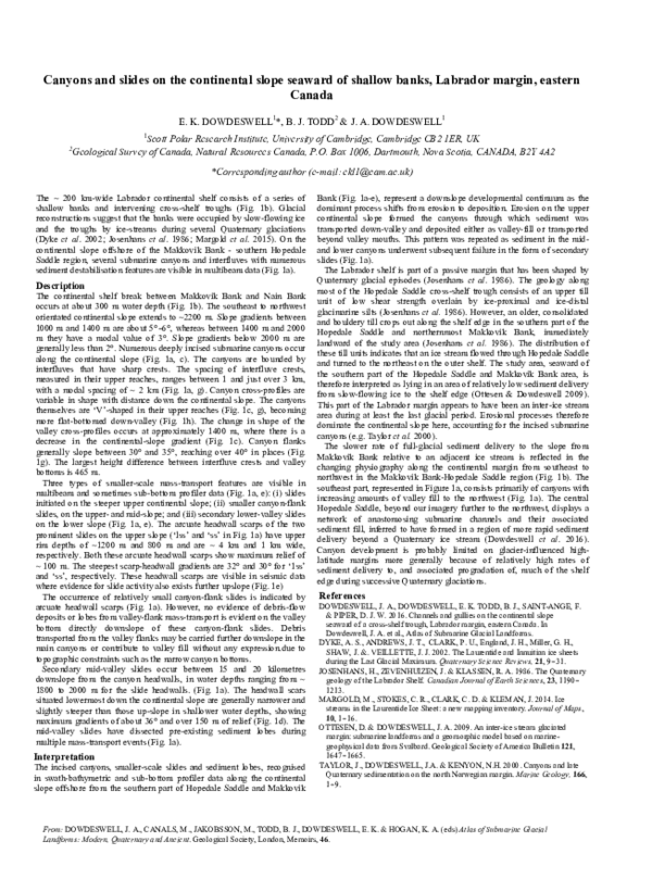 (PDF) Canyons and slides on the continental slope seaward of a shallow ...