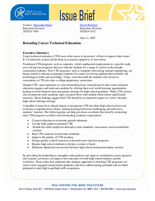 (PDF) Retooling career technical education