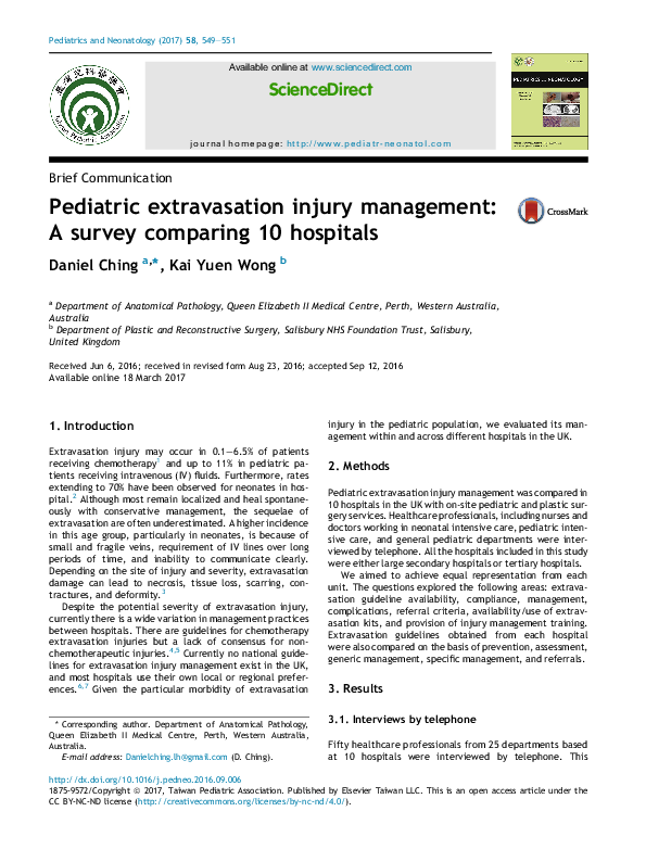 (PDF) Pediatric extravasation injury management: A survey comparing 10 ...