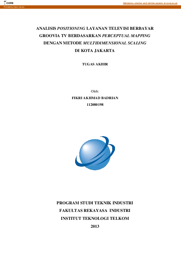 (PDF) Analisis Positioning Layanan Televisi Berbayar Groovia TV Berdasarkan Perceptual Mapping ...
