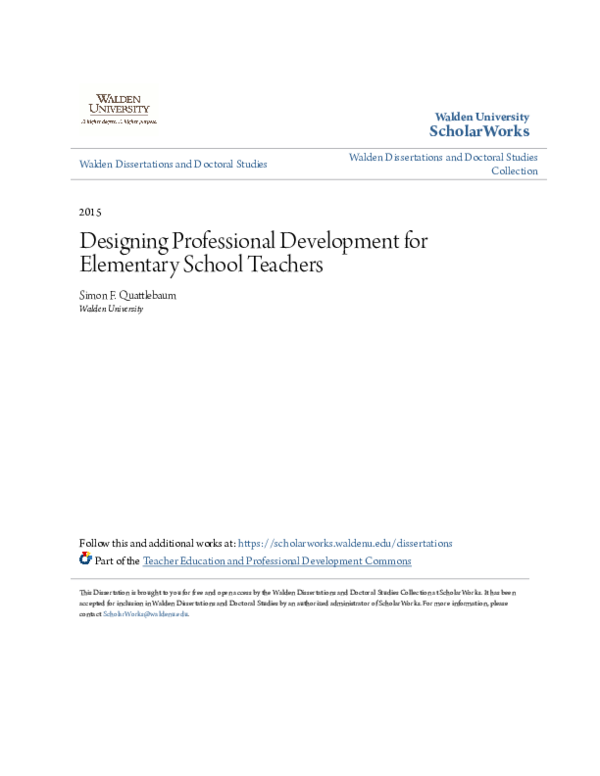 (PDF) Designing Professional Development for Elementary School Teachers ...