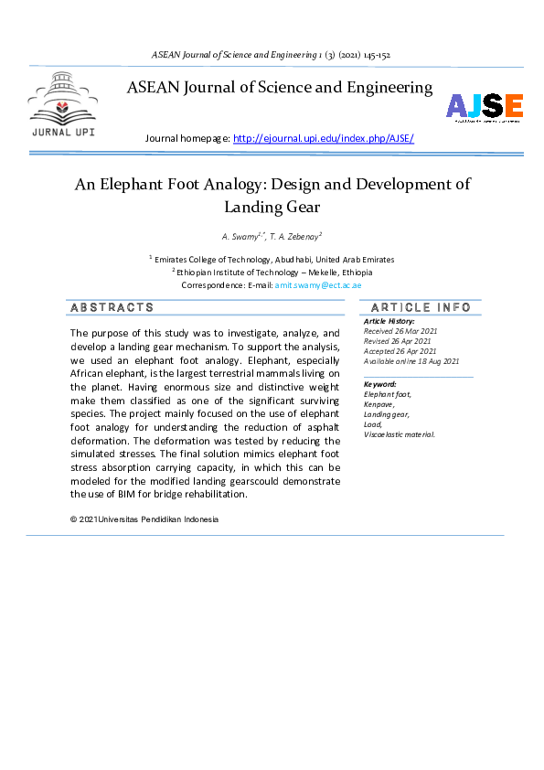 (PDF) An Elephant Foot Analogy: Design and Development of Landing Gear