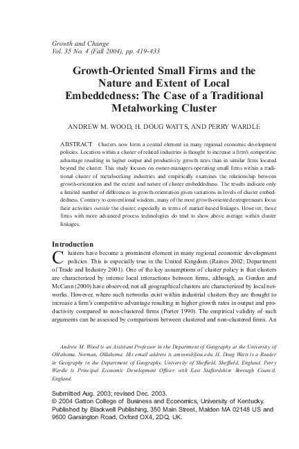 (PDF) Growth-Oriented Small Firms and the Nature and Extent of Local ...