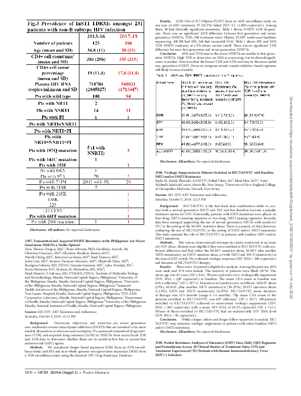 (PDF) 2507. Transmitted and Acquired NNRTI Resistance in the ...