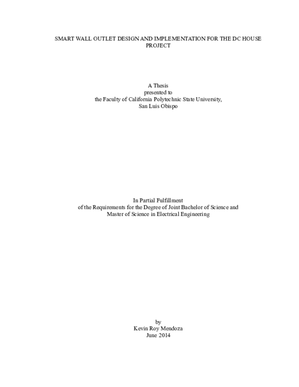 (PDF) Smart Wall Outlet Design and Implementation for the DC House Project