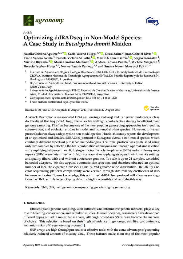 (PDF) Optimizing ddRADseq in Non-Model Species: A Case Study in ...