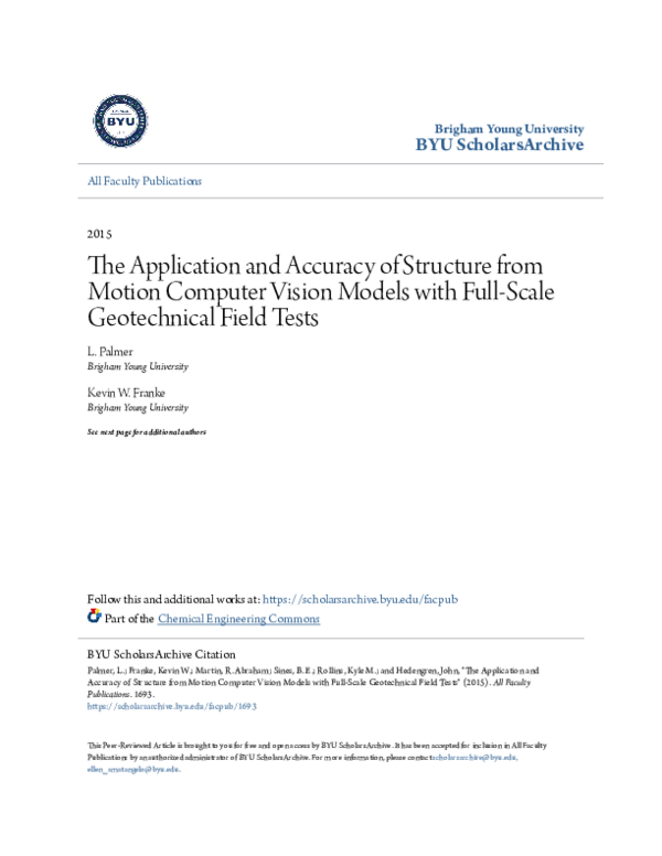 (PDF) Application and Accuracy of Structure from Motion Computer Vision Models with Full-Scale ...