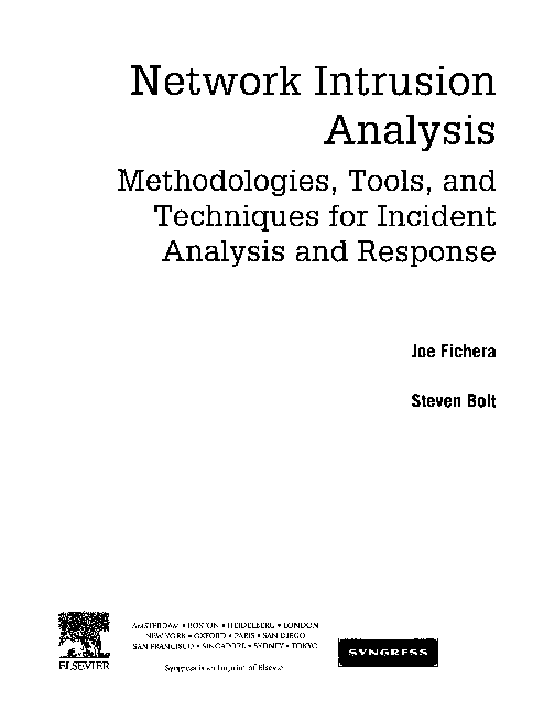 (PDF) Network Intrusion Analysis: Methodologies, Tools, and Techniques for Incident Analysis and ...