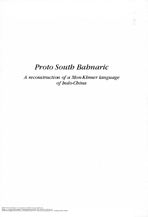(PDF) Proto South Bahnaric: A Reconstruction of a Mon-Khmer Language of ...