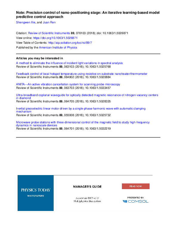 (PDF) Note: Precision control of nano-positioning stage: An iterative learning-based model ...