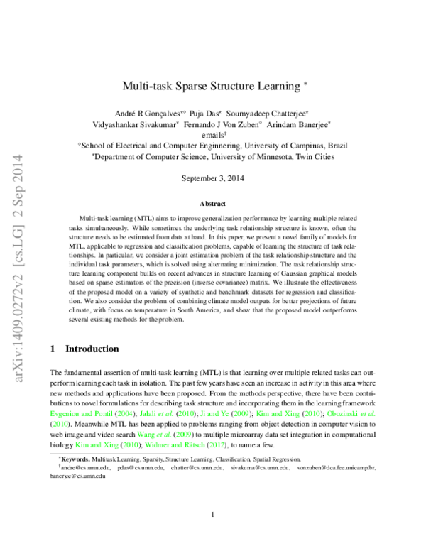 Pdf Multi Task Sparse Structure Learning